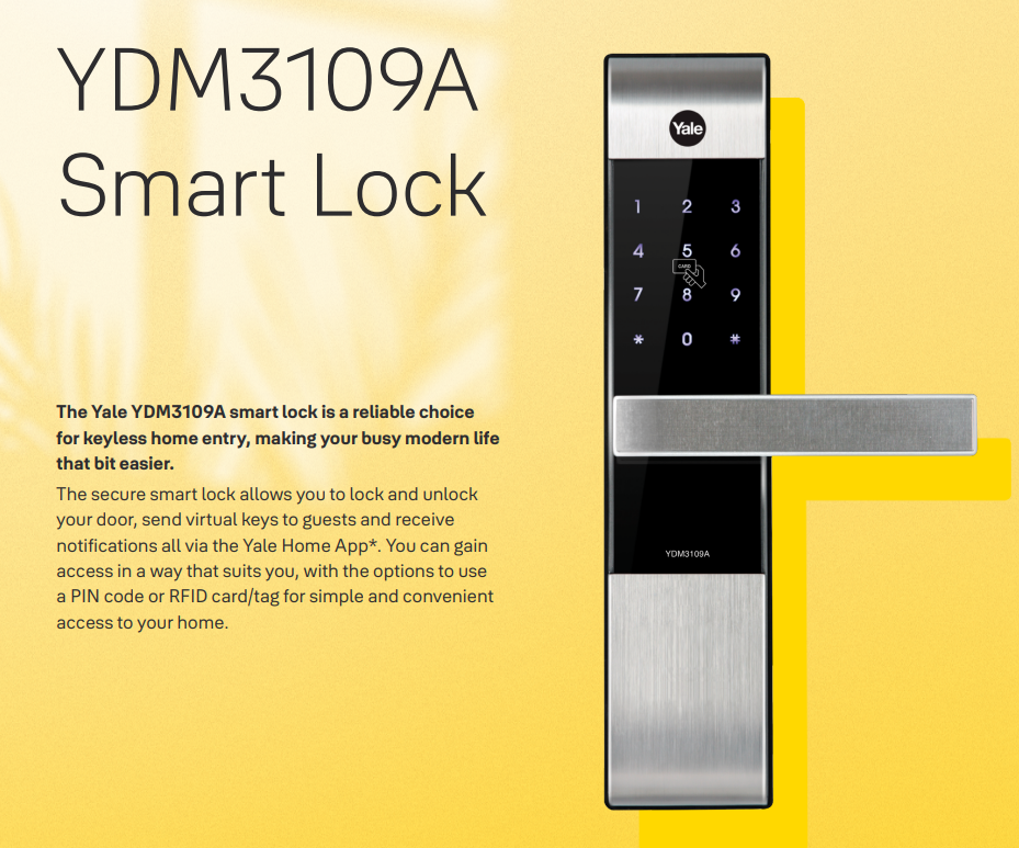 Yale YDM3109A Digital Door Lock กลอนประตูดิจิตอล ของแท้ ประกันศูนย์ 1 ปี