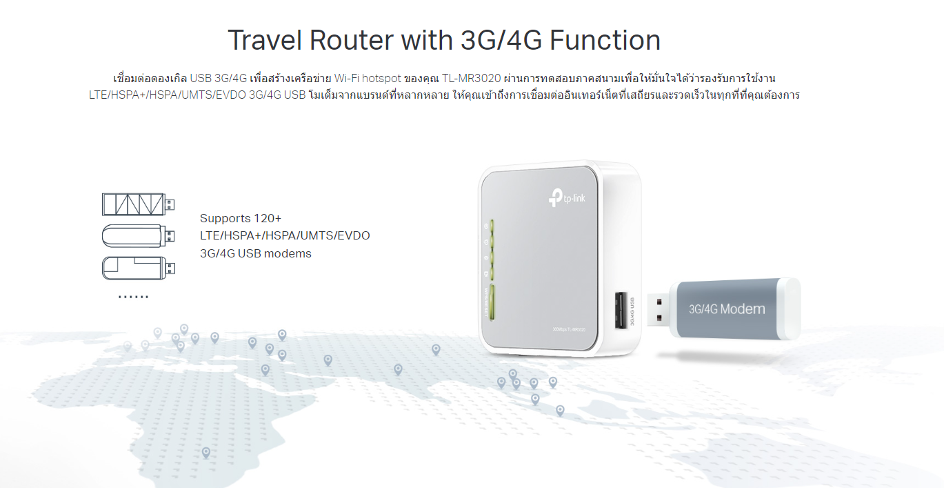 TP-Link TL-MR3020 150Mbps Portable 3G/4G Wireless N Router เราเตอร์ใส่ ...