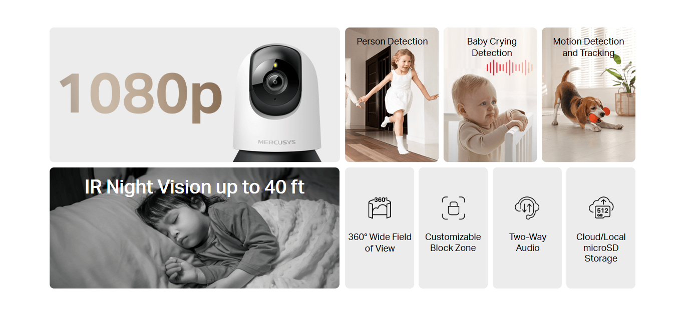 Mercusys MC200 IP Camera Indoor Pan Tilt 2MP 4mm กล้องวงจรปิด ของแท้ ...