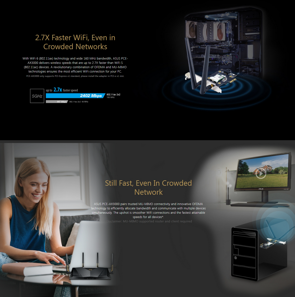 Asus PCE-AX3000 Box (AX3000) DUAL BAND WIRELESS WiFi 6 การ์ดไวไฟ ของแท้ ...