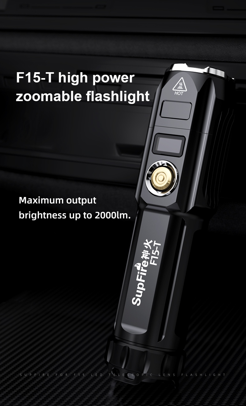 SupFire F15 T xhp90 36W led flashlight Ultra Bright torch Display Zoom ...