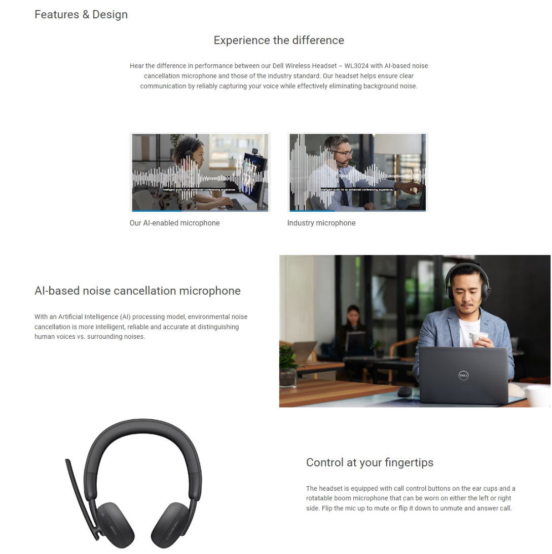 Dell Wireless Headset – WL3024 หูฟังไร้สาย ของแท้ ประกันศูนย์ 3ปี