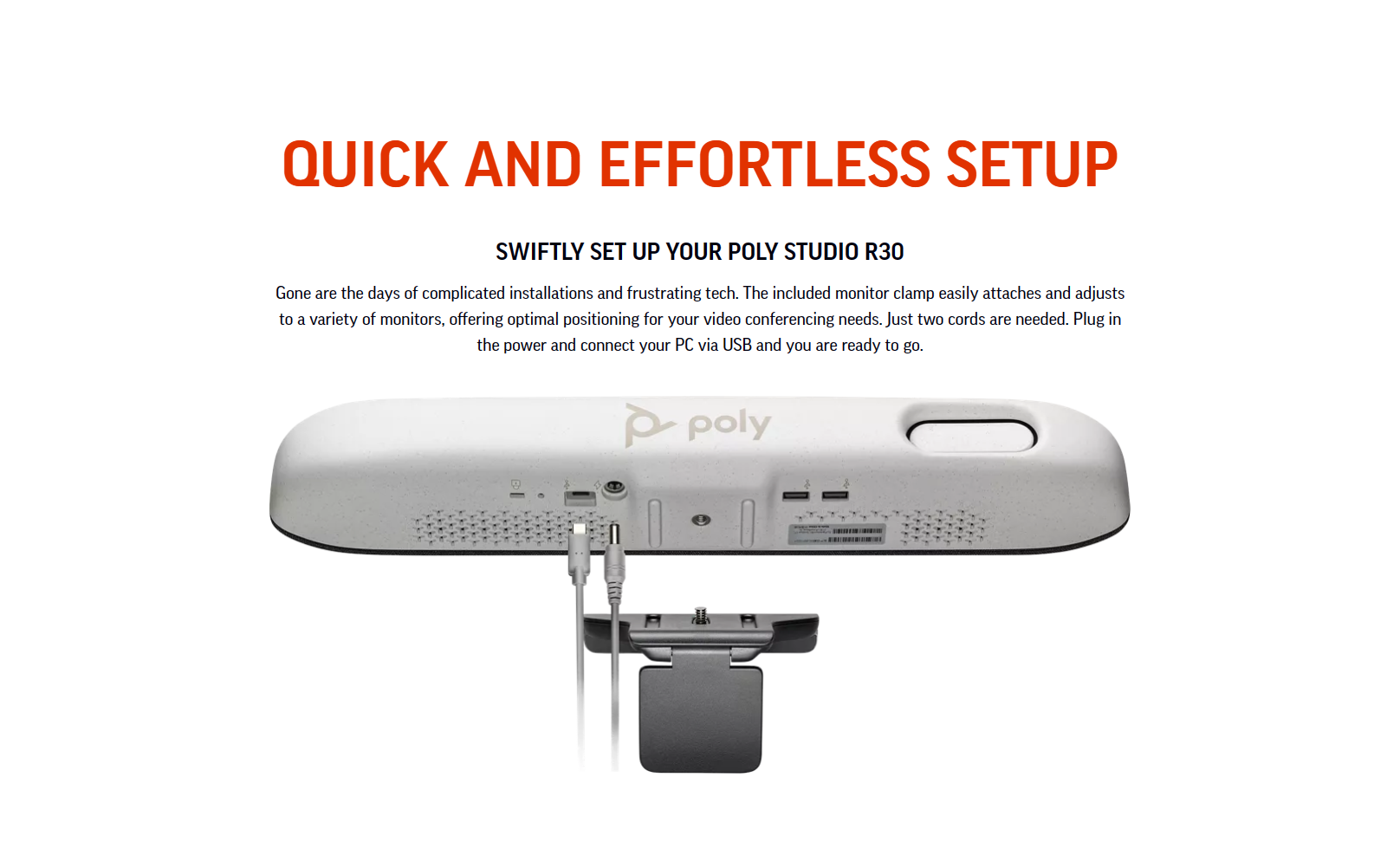Poly Studio R30 USB Video Bar เว็บแคมสำหรับการประชุม พร้อมไมโครโฟน ของ ...