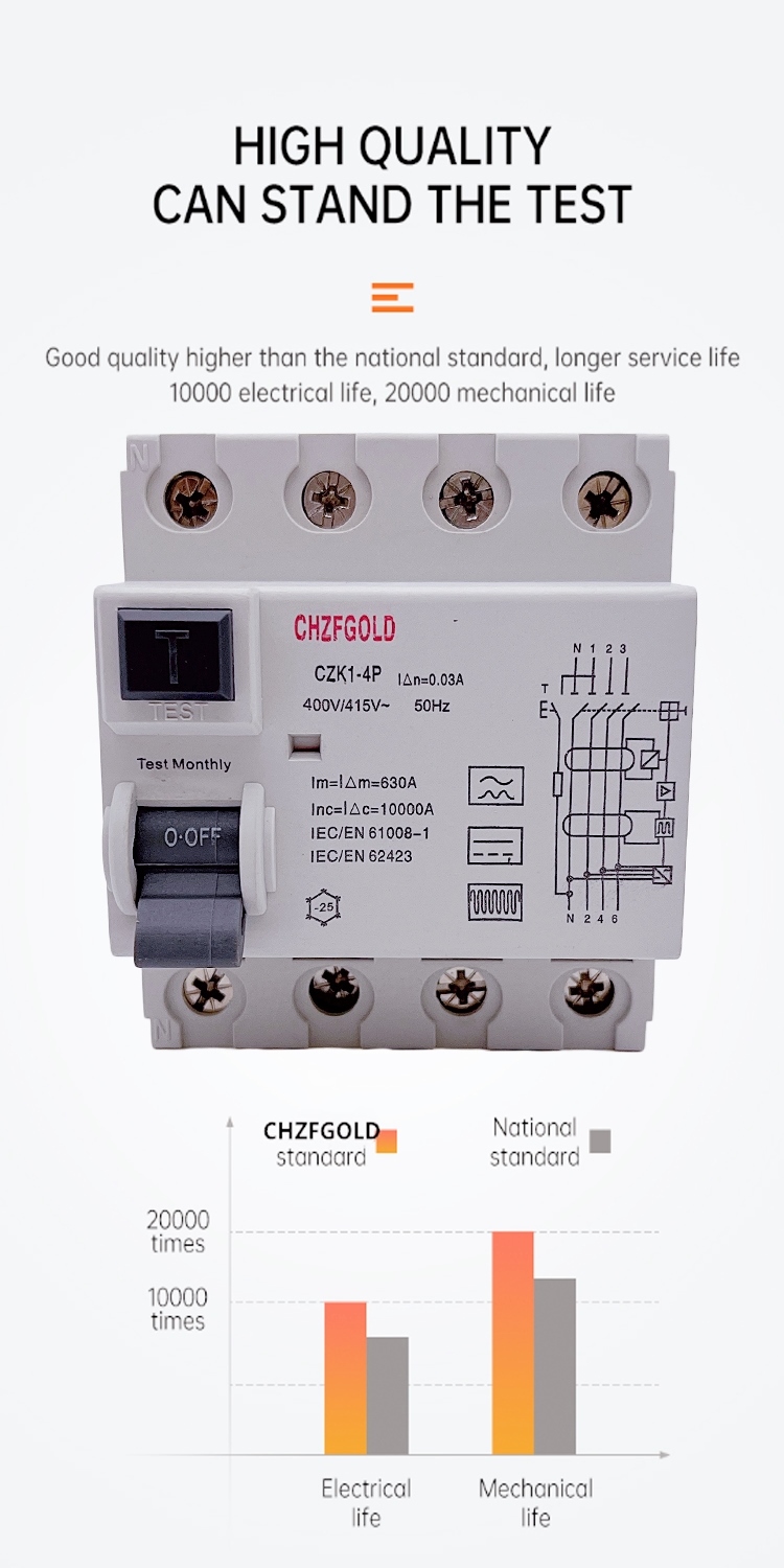 High quality RCD RCCB B type earth leakage residual current circuit breaker Evse 2P 4P AC 40a ...