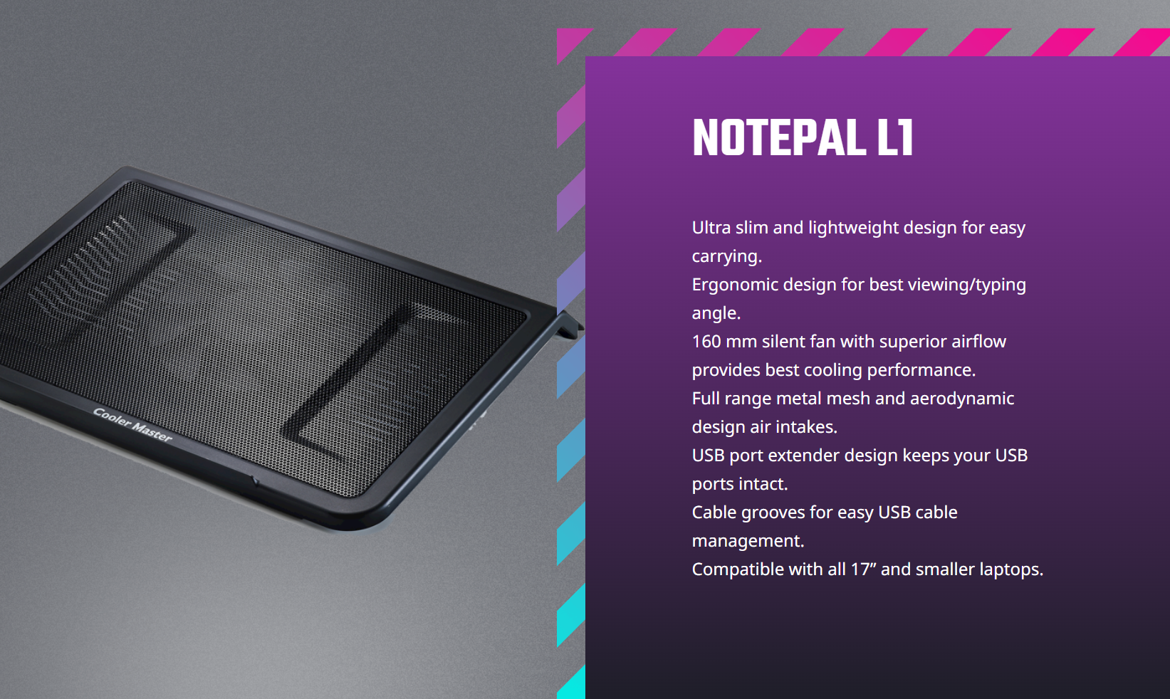 Cooler Master NOTEPAL L1 แท่นวางพัดลมระบายความร้อน ของแท้ ประกันศูนย์ 2ปี