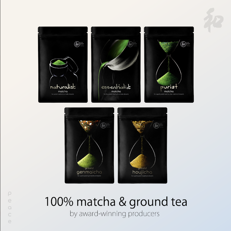 Peace 和 ผงชาเขียว 100% (มัทฉะ โฮจิฉะ เก็นไมฉะ) | 100% Ground Tea Series