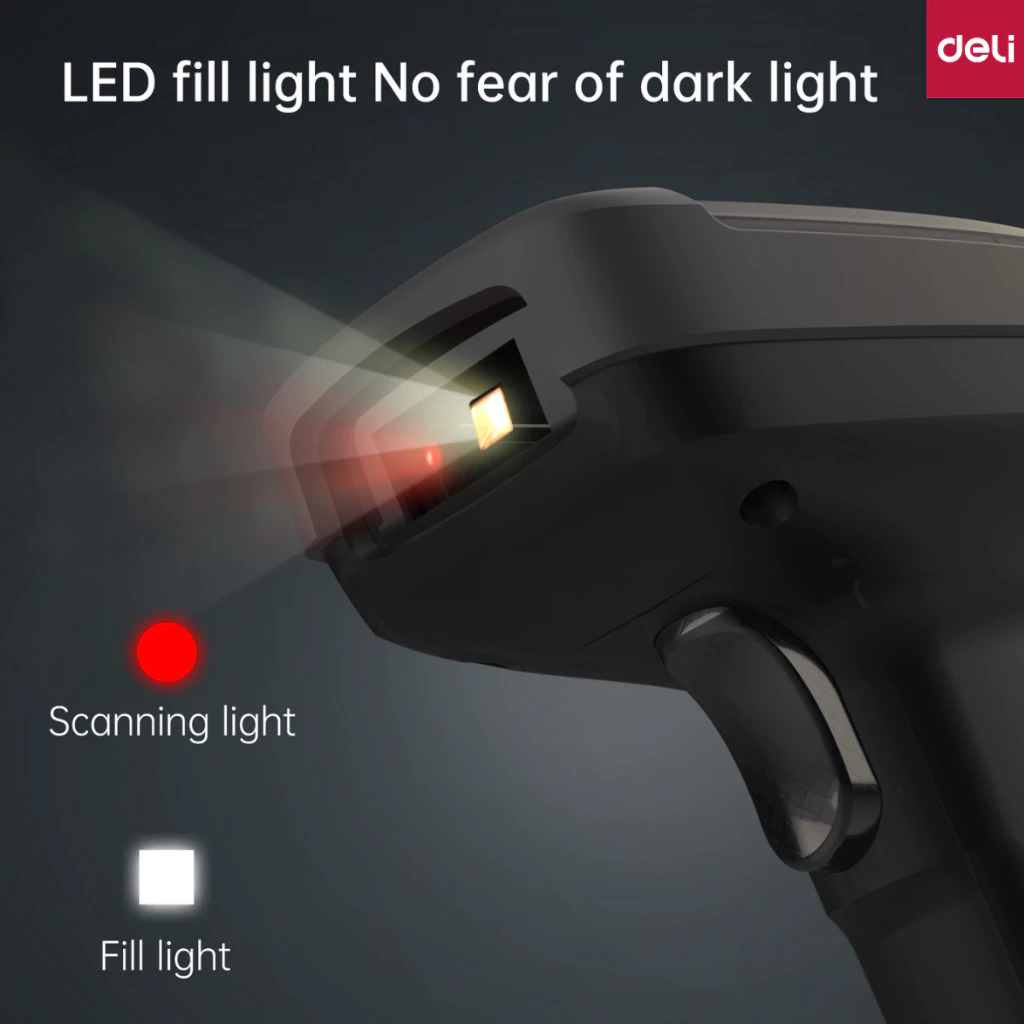 Deli S221 1D+2D CMOS Barcode Scanner เครื่องสแกนบาร์โค้ดแบบไร้สาย ของแท้ ประกันศูนย์ 1ปี