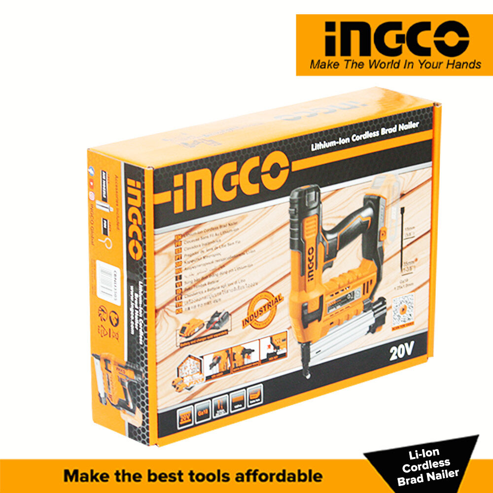 Ingco CBNLI2002 20V Cordless Li-Ion Brad Nailer Kit