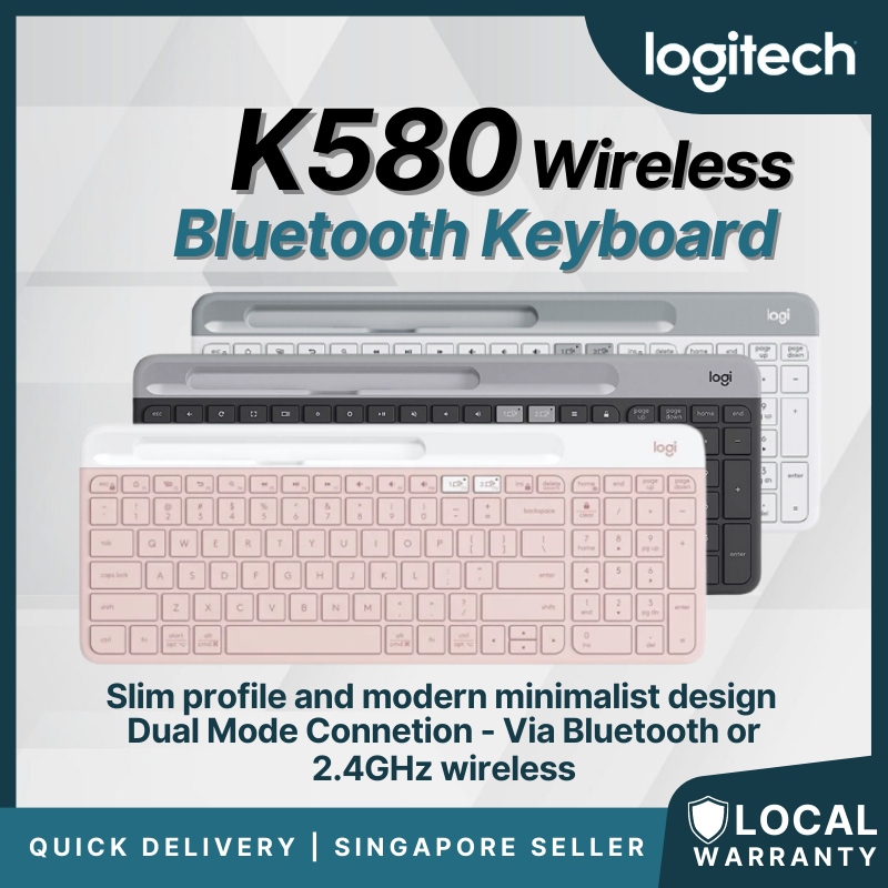 Logitech K580 Slim Multi-Device Wireless Keyboard for Windows- Bluetooth/USB Receiver Easy ...