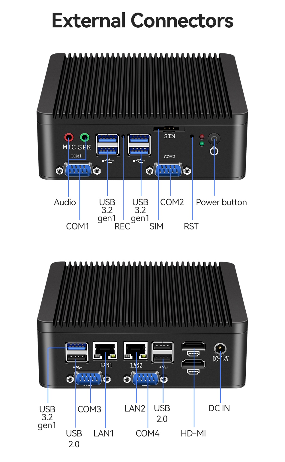 BEBEPC Industrial Mini PC Fanless Celeron J4125 Quad-Core N4000 2 LAN 4 COM Desktop Computer ...