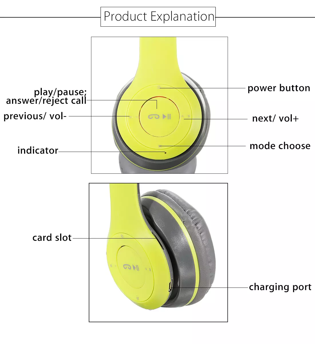 หูฟังบลูทูธ หูฟังไร้สาย หูฟัง Bluetooth 5.0 รุ่น P47 Wireless Headphones Green Green | Thisshop