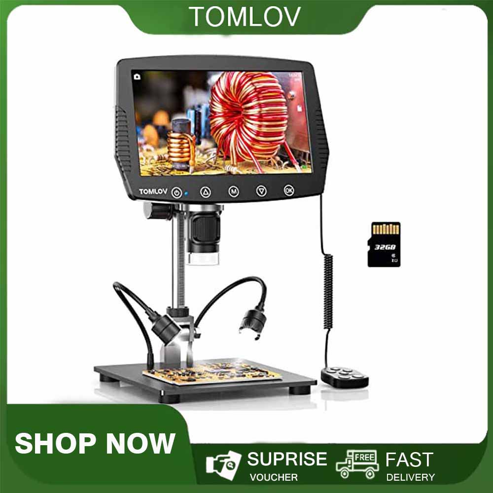 TOMLOV DM9 Pro HDMI Digital Microscope 1200X WITH Remote Control, 7 ...