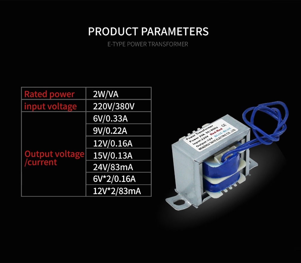 Mini EI Power transformer AC-AC 220V input 6V 9V 12V 15V 24V transformer double 12V 9V-0-9V 2W ...