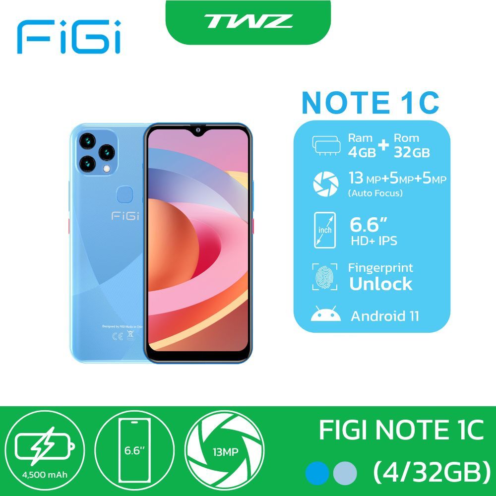 FIGI โทรศัพท์มือถือรุ่น NOTE 1C หน้าจอใหญ่ 6.6"HD Ram4/Rom32GB Android ...