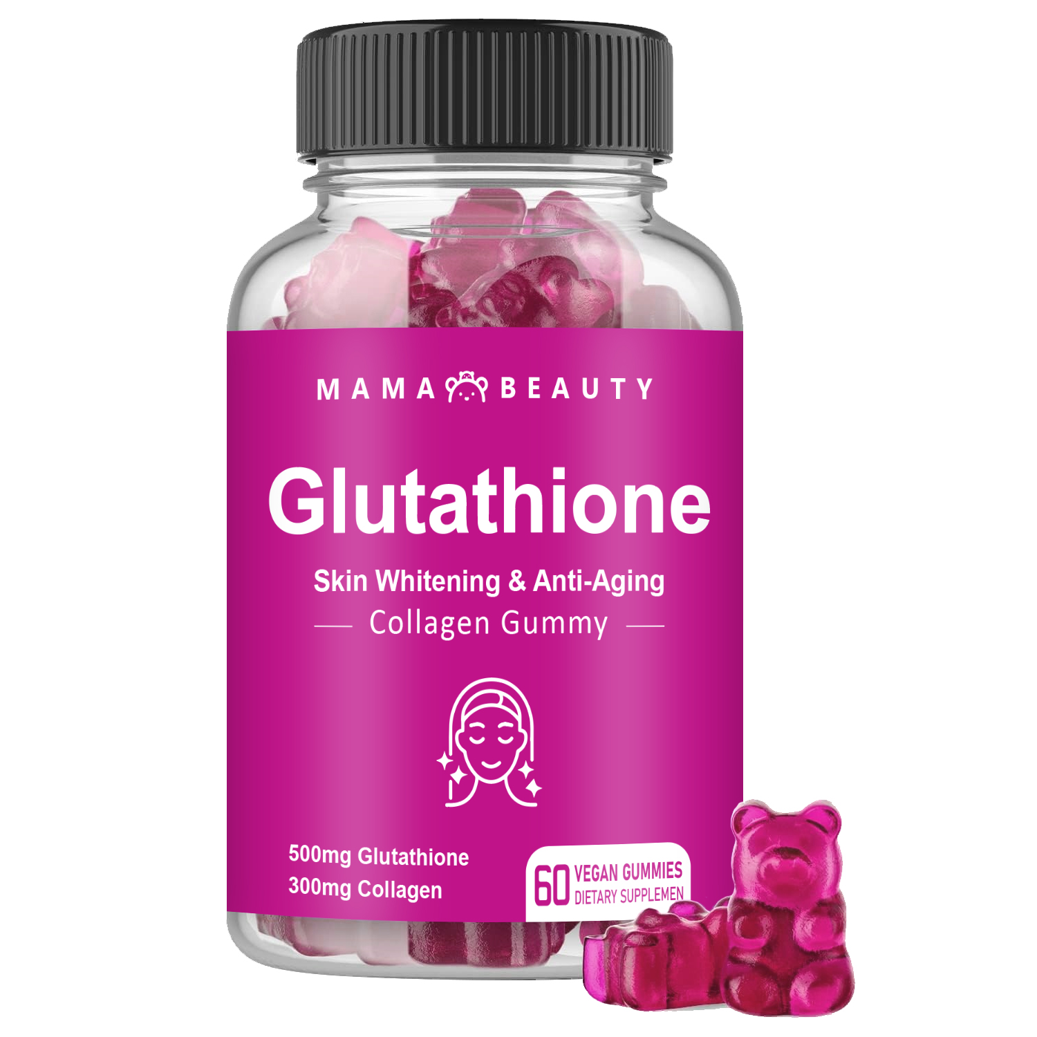 MAMA BEAUTY Ashwagandha Gummy วิตามินเหนียว ผลิตภัณฑ์เสริมอาหาร ลูกอมอร่อยรสผลไม้ 60 Gummies